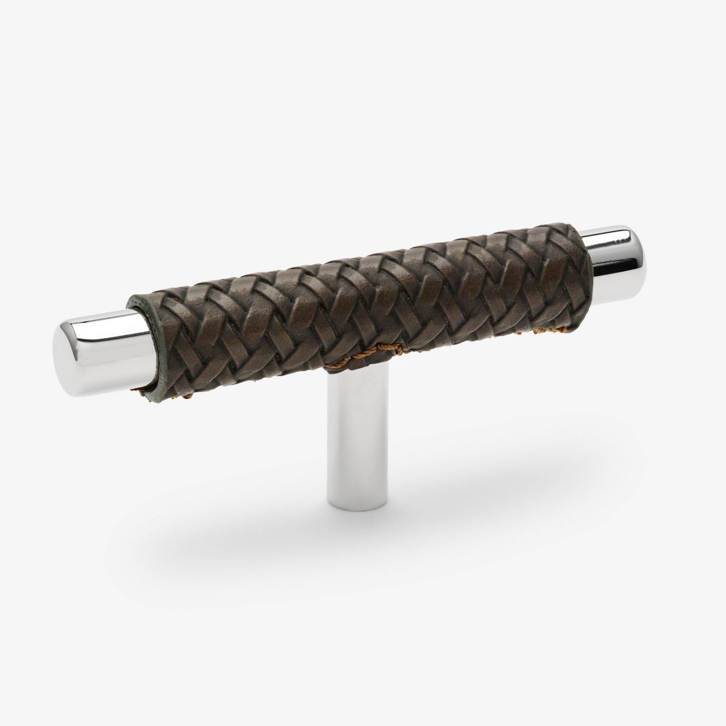 Chelsea T-bar håndtak - Krom med brun flettet