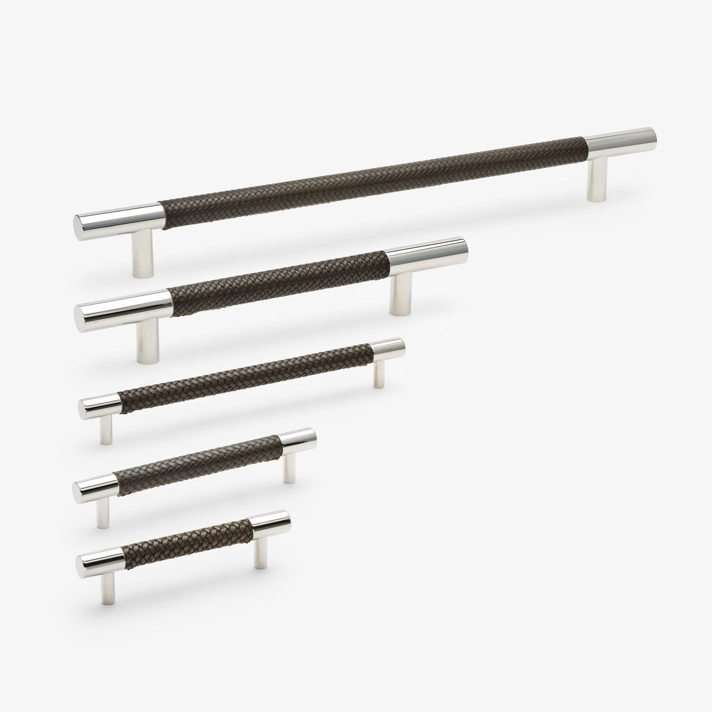 Chelsea håndtak - Krom med brun flettet